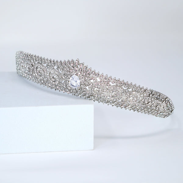 Luxury Rhinestone Droplet Big Cubic Zirconia Queen Tiara , Bridal Crow ...