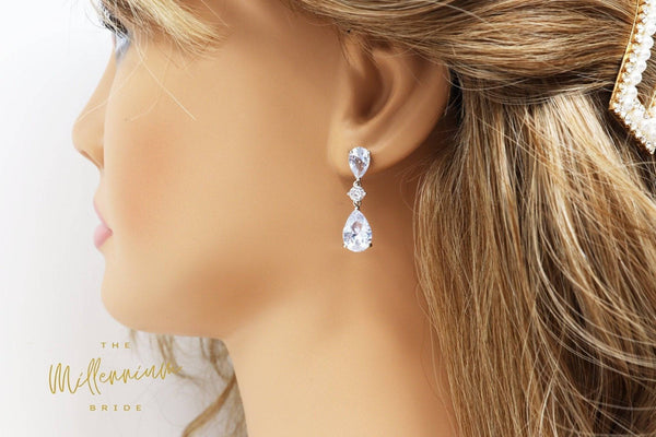 Diamond TearDrop Crystal, Diamond Earrings, Long Bridal Earring, Brida ...